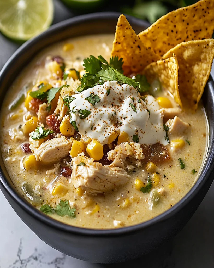 Chili Blanco de Pollo con Elote Callejero Mexicano - Recetas de abuela