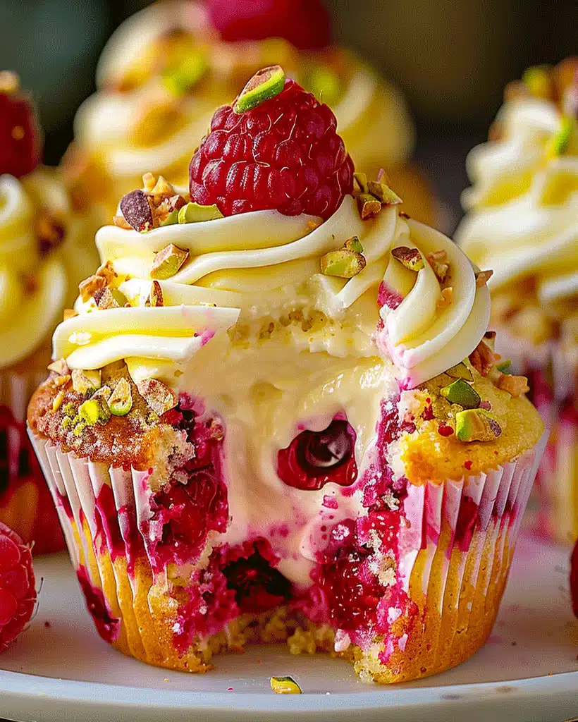 Pistachio Raspberry Cheesecake Cupcakes Recipe - Recetas de abuela