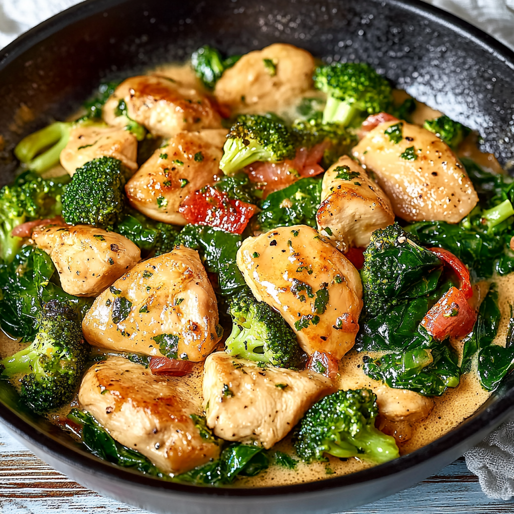 Pollo al Ajo con Brócoli y Espinacas en 20 Minutos - Recetas de abuela