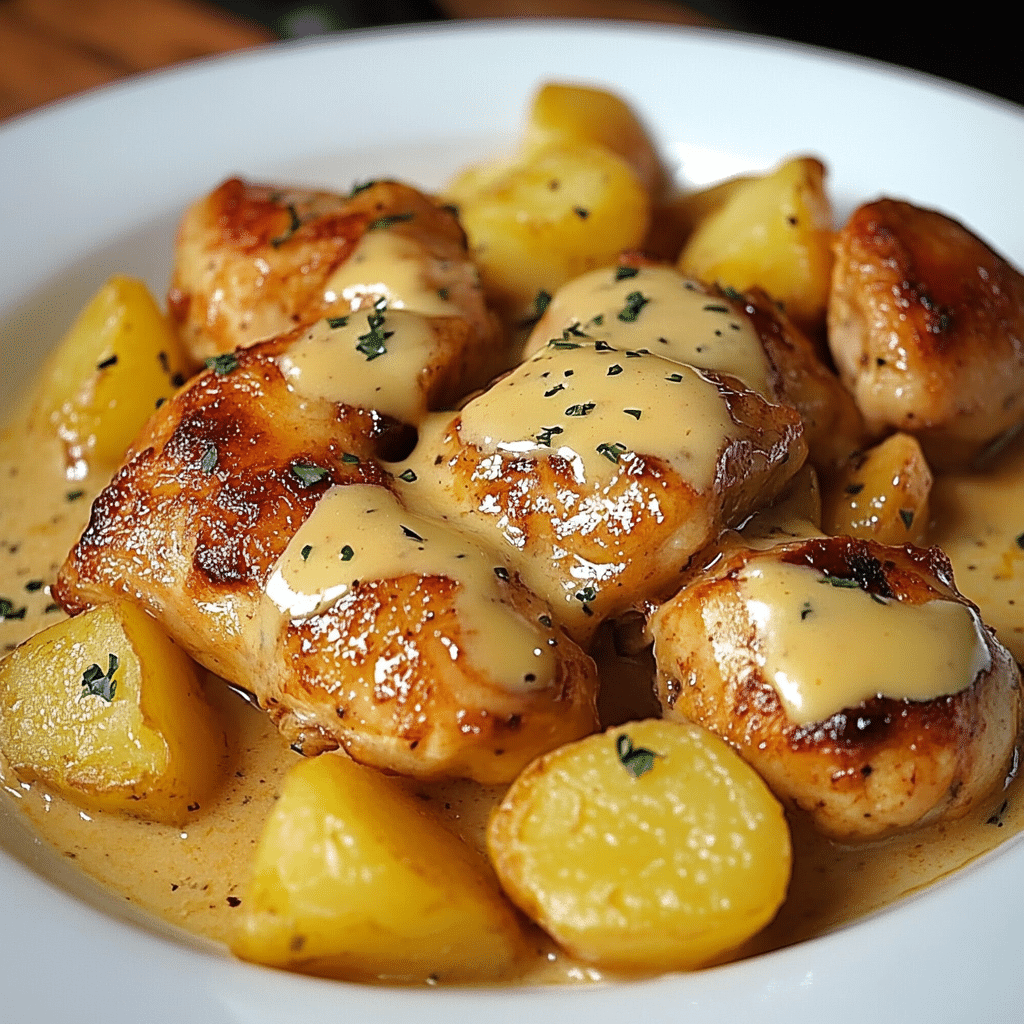 Mejor Receta Fácil y Rápida de Pollo con Patatas en Salsa de Queso