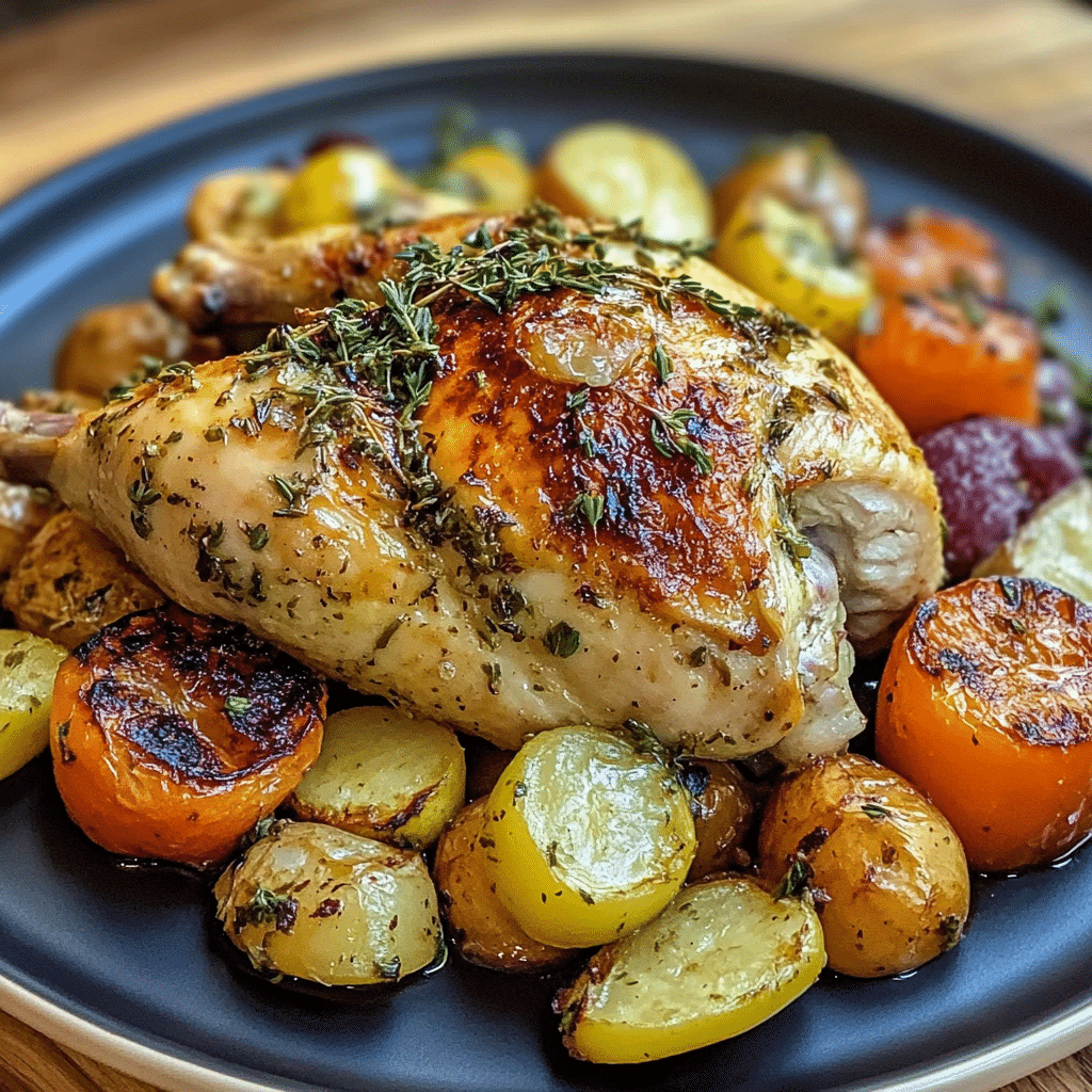Mejor Receta Fácil y Rápida de Pollo Asado con Hierbas y Ajo y Verduras